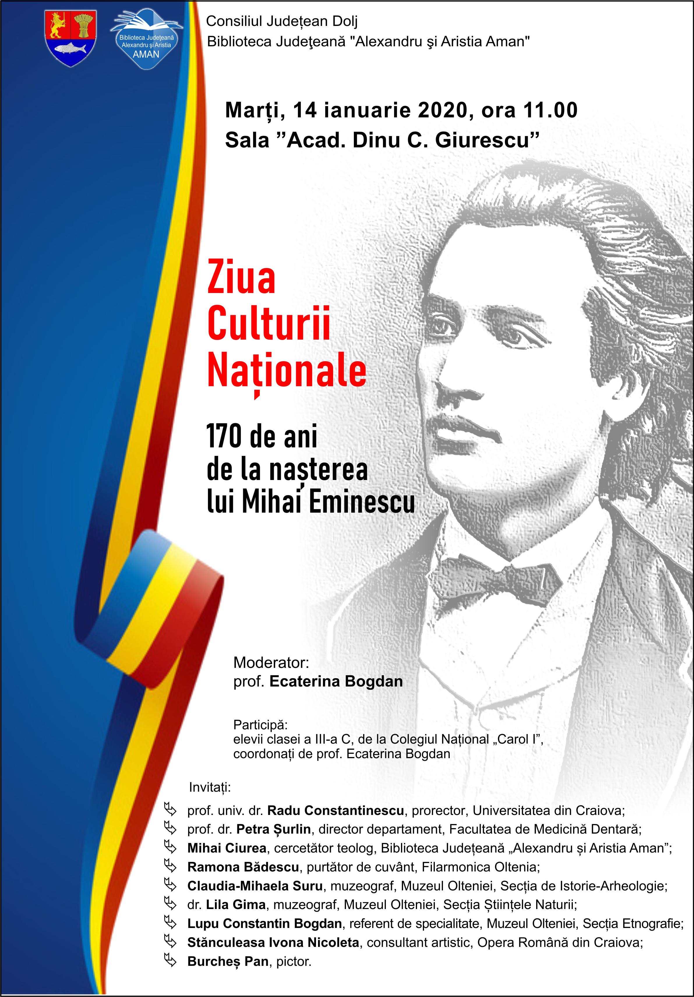 „Ziua Culturii Naționale”, la Biblioteca Județeană Alexandru și Aristia Aman